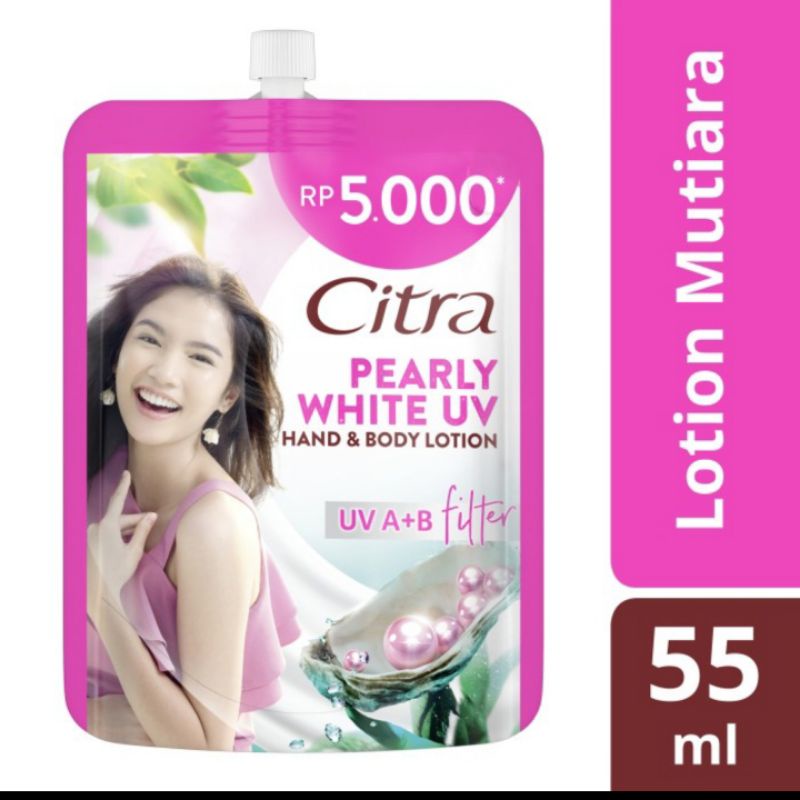 Jual Citra pearly white uv hand & body lotion mutiara kemasan refill 55 ml | Shopee Indonesia