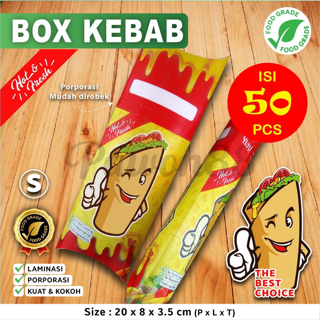 Jual Box Kebab - Dus Kebab - Kotak Kebab HOT & FRESH - FC - S (50 pcs ...