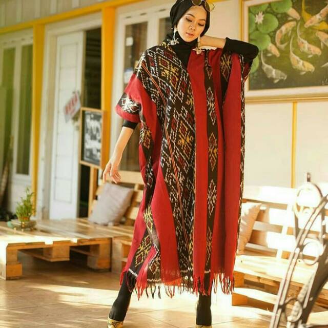 Jual Kaftan Tenun Ikat Troso // Baju Muslimah // Baju Lebaran // Baju Tenun // Tenun Blangket ...