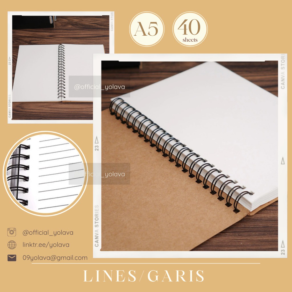 Jual Notebook kraft (Cokelat) | Lines/Garis A5 50 lembar | Shopee Indonesia