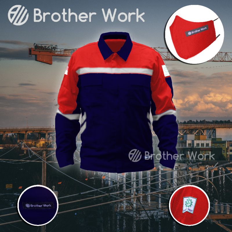 Jual wearpack common special merah kombinasi navy terbaru - baju kerja ...