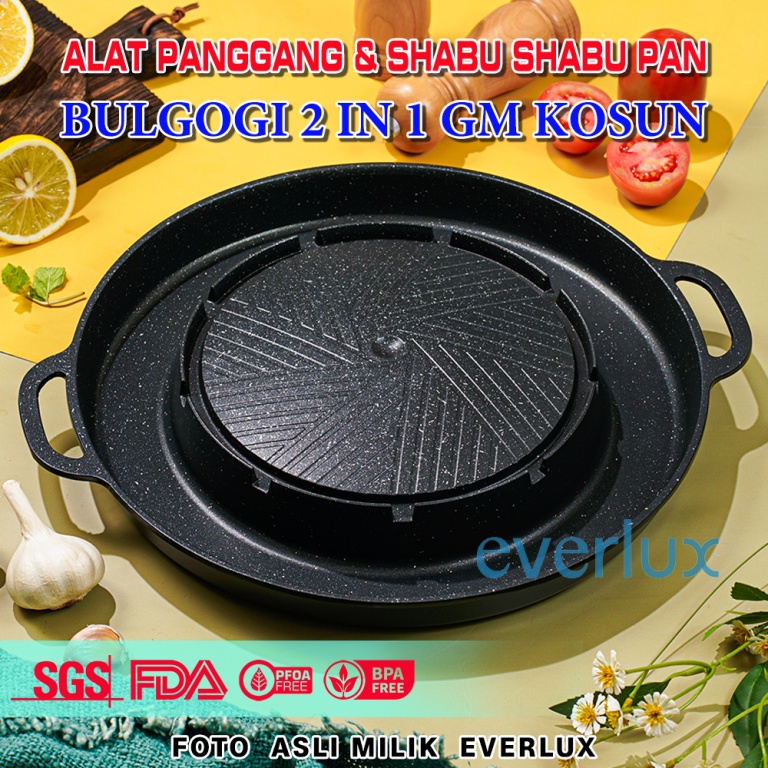 Jual BEST ALAT PANGGANG BULGOGI PAN 2 IN 1 GM Mookata grill pan hot pot ...