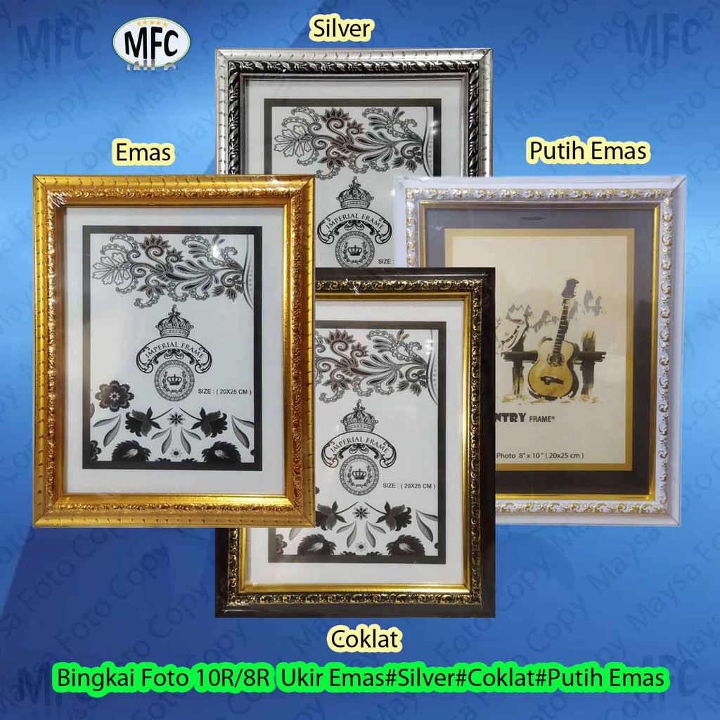Jual Bingkai foto 8r/10r (20x25) Emas,Silver,Coklat,Putih Emas | Shopee ...