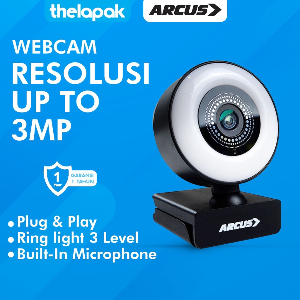 Jual Webcam Ring Light Arcus ACW-07V Web Camera Resolusi 3MP Built-In ...