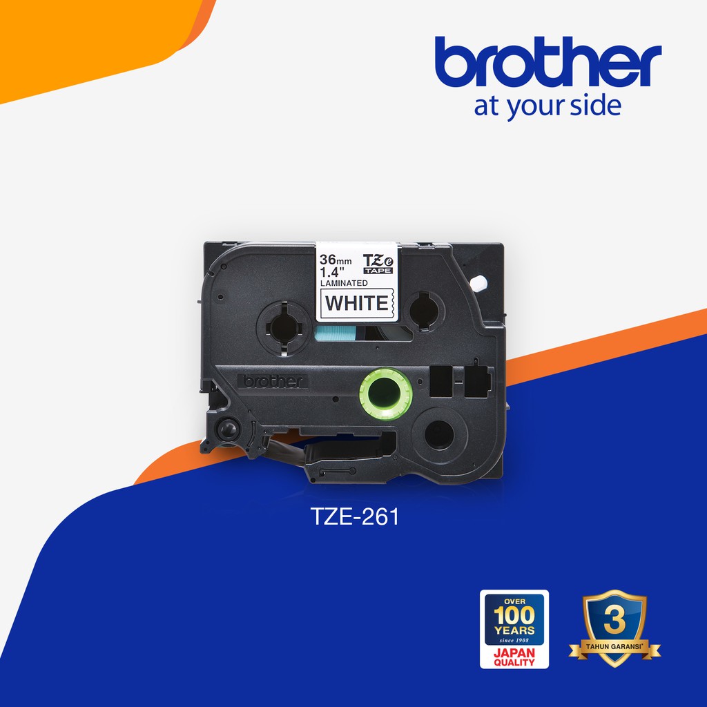 Jual Brother Label Tape TZE-261 Laminated Tapes Black on White 36mm ...