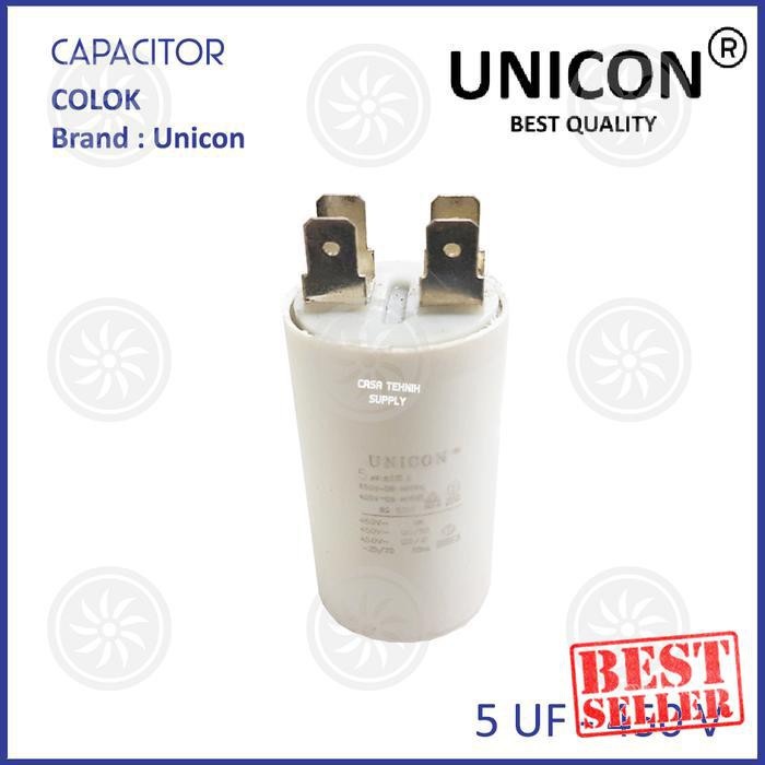 Jual Unicon 5 uf - 450V Kapasitor (Capacitor) Colok 4 Pin (Sparepart ...