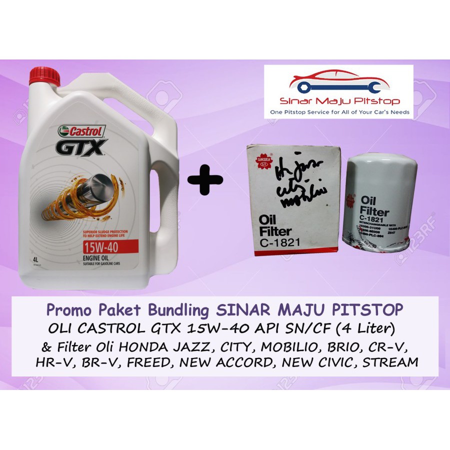 Jual Paket Bundling Oli Mobil CASTROL GTX 15W-40 SN 4 Liter & Filter ...