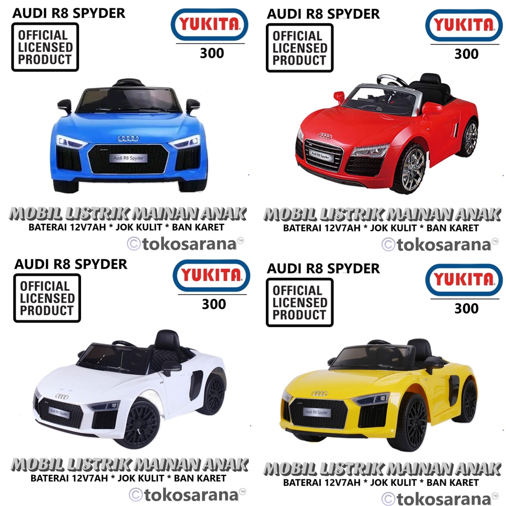 Jual Mobil Listrik Mainan Anak Yukita 300 Audi R8 Spyder Ban Karet Jok ...