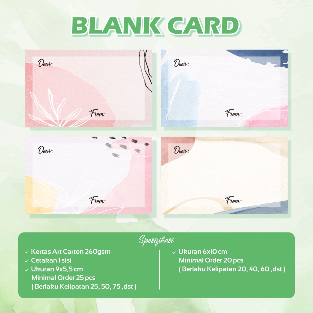 Jual Kartu Ucapan Kosong - Greeting Card - Blank Card - Gift Card ...