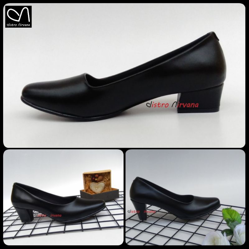 Jual Sepatu Pantofel Wanita Polwan Pks High Heels Kerja Kantor Guru ...