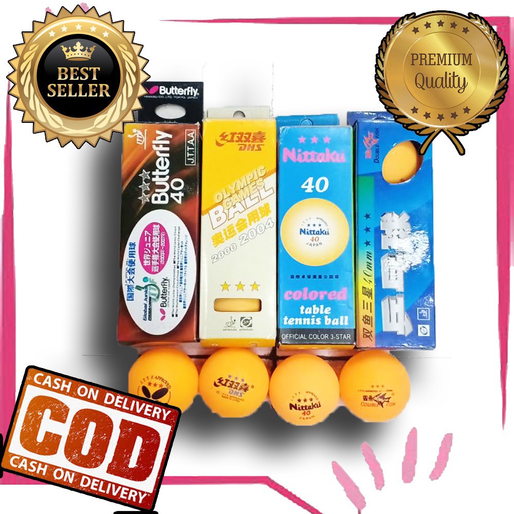 Jual Bola Pingpong Tenis Meja / Bola Pingpong Butterfly Bintang 3 (isi 3) / nittaku / bola ...