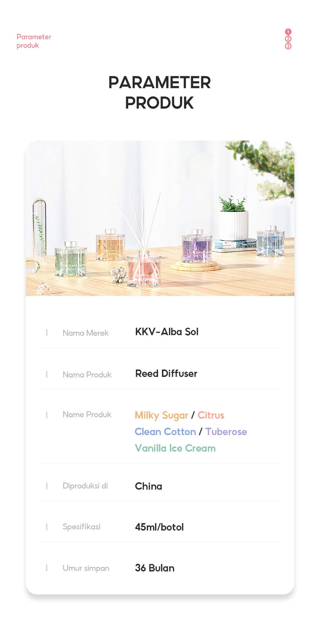 Jual KKV - Alba Sol Reed Diffuser / Pengharum Ruangan 45ml Vanilla Ice ...