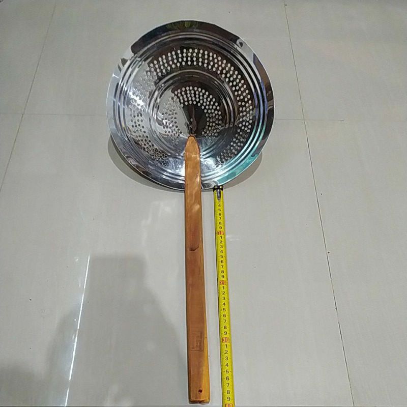 Jual Serok penggorengan JUMBO stainless steel gagang kayu/serok kerupuk ...