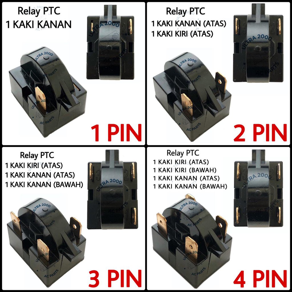 Jual PTC RELAY KULKAS / RELAY PTC KULKAS 1 PIN 1 KAKI 2 PIN 2 KAKI 3 ...