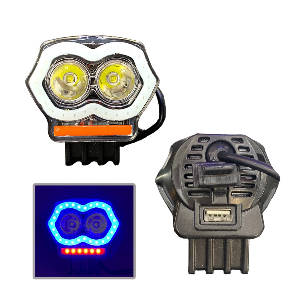Jual lampu led 2 mata strobo angel eye plus charger USB HJG UNIVERSAL ...