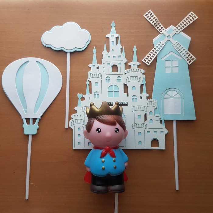 Jual cake topper castle set princess / cake topper castle set prince ...