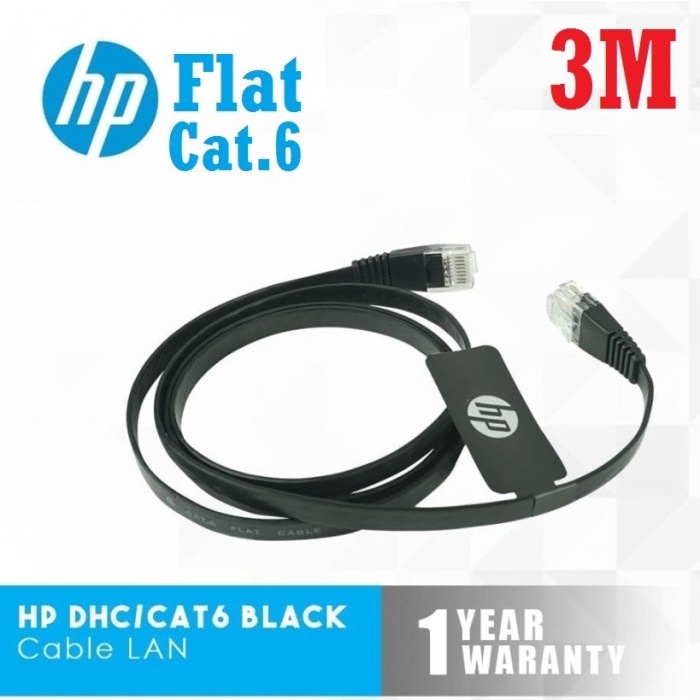 Jual KABEL LAN HP 3 Meter DHC-CAT6 FLAT Black | Shopee Indonesia