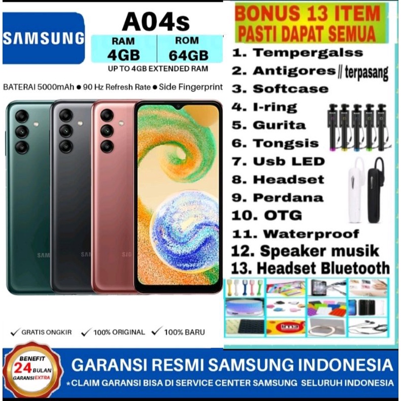 Jual SAMSUNG GALAXY A04S 4/64 GB RAM 4GB ROM 64GB & 3/32GB GARANSI RESMI SEIN | Shopee Indonesia