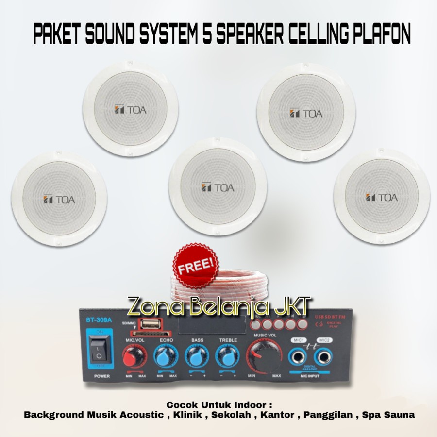 Jual PAKET SOUND SYSTEM TOA CEILING PLAFON 5 SPEAKER CAFE RESTO KLINIK ...