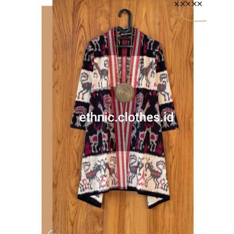 Jual long cardi outer wanita batik tenun sumba ntt merah exlusif ...