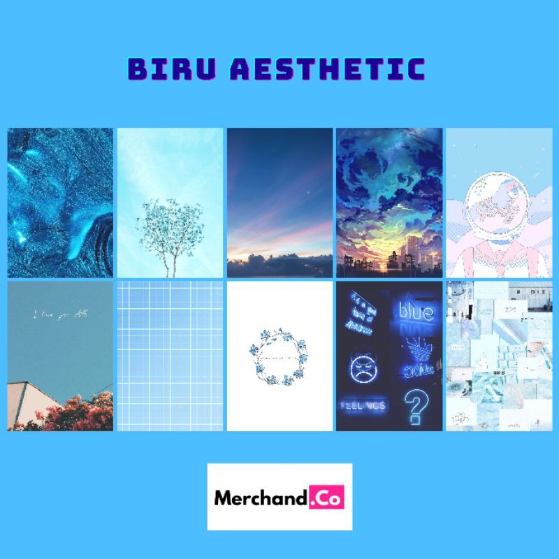 Jual (12 pcs) A5 POSTER DINDING AESTHETIC / BLUE AESTHETIC / POSTER ...