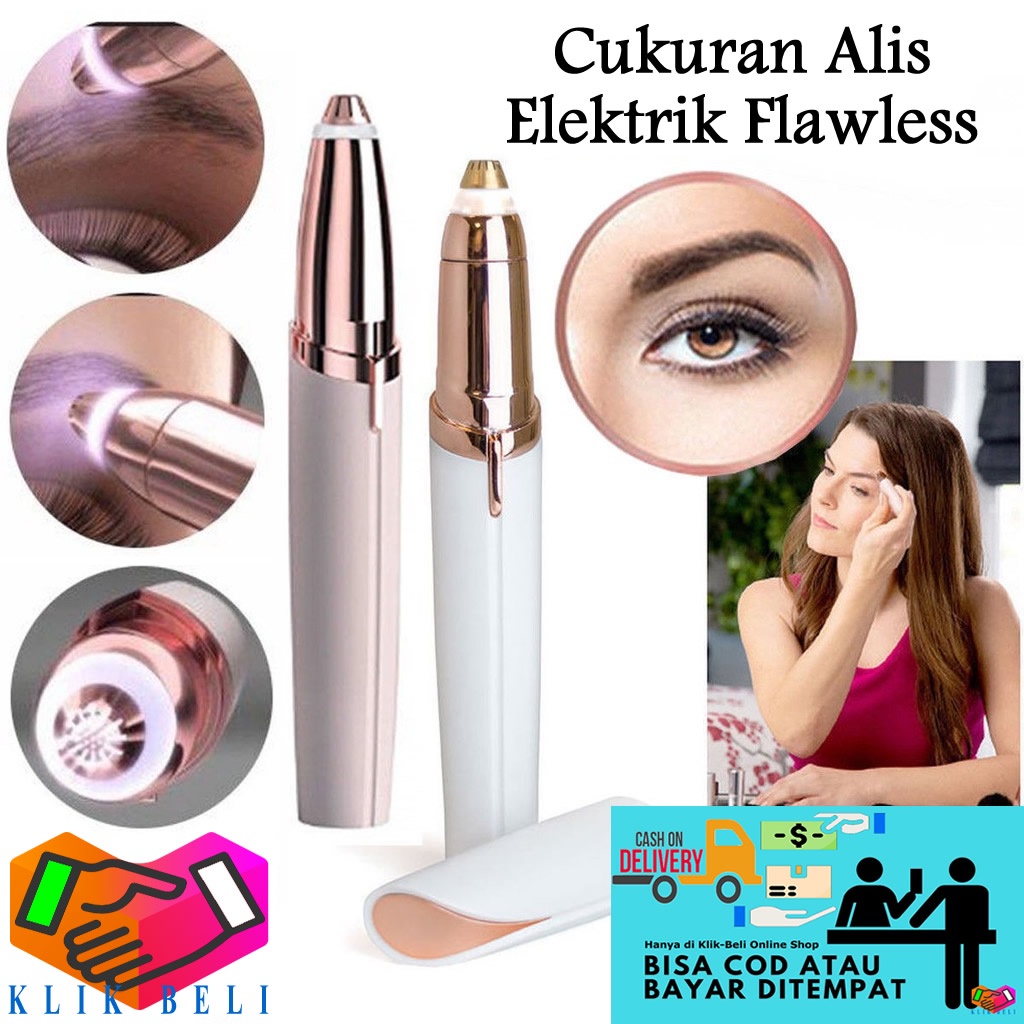Jual Cukuran Alis Elektrik Alat Cukur Pisau Rapikan Flawless Lampu LED ...