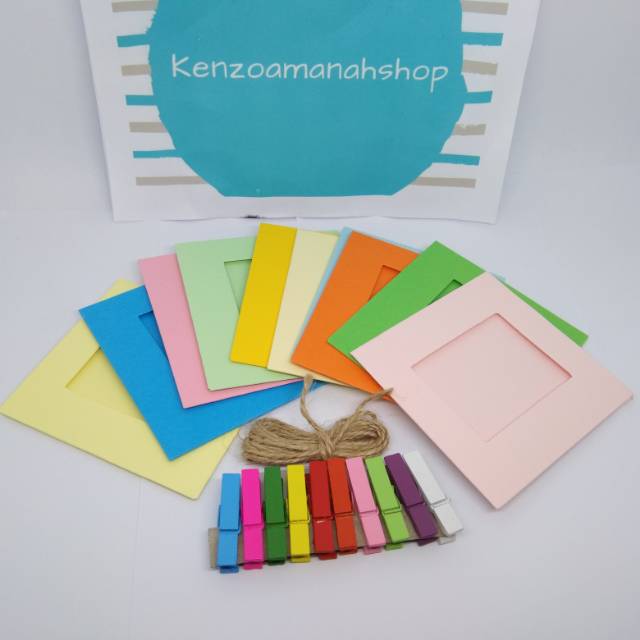 Jual Frame satu set (bingkai+jepitan kayu+tali untuk foto polaroid ...