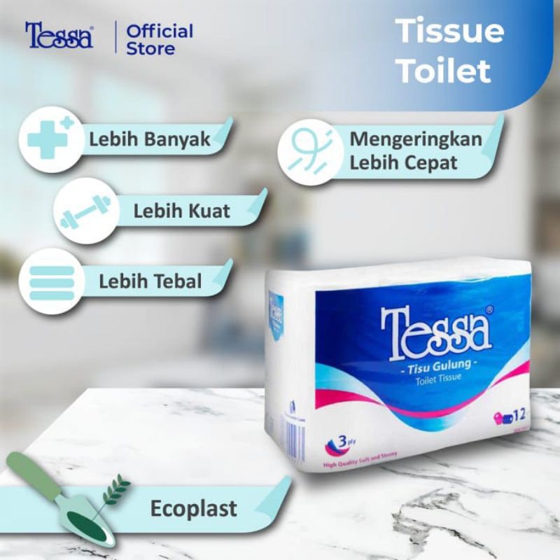 Jual Tissue tessa toilet 12 roll 3ply/tisu bathroom premium soft PB-23 ...