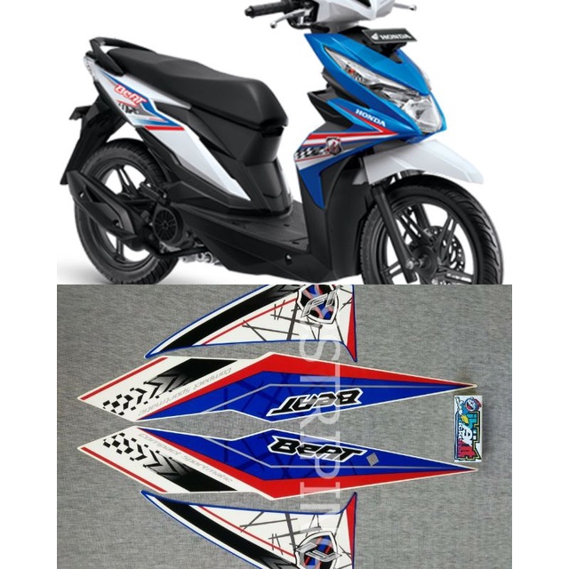 Jual STIKER STRIPING LIS STANDAR ORI NEW HONDA BEAT F1 FI BIRU MERAH ...