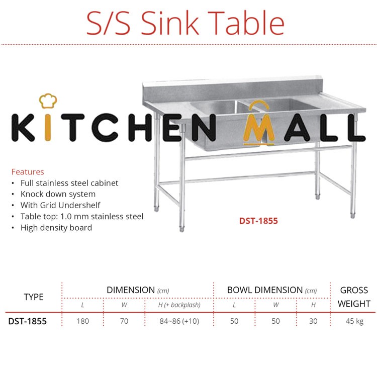 Jual Getra DST-1855 Sink Table / Meja Tempat Cuci Piring & Peralatan ...