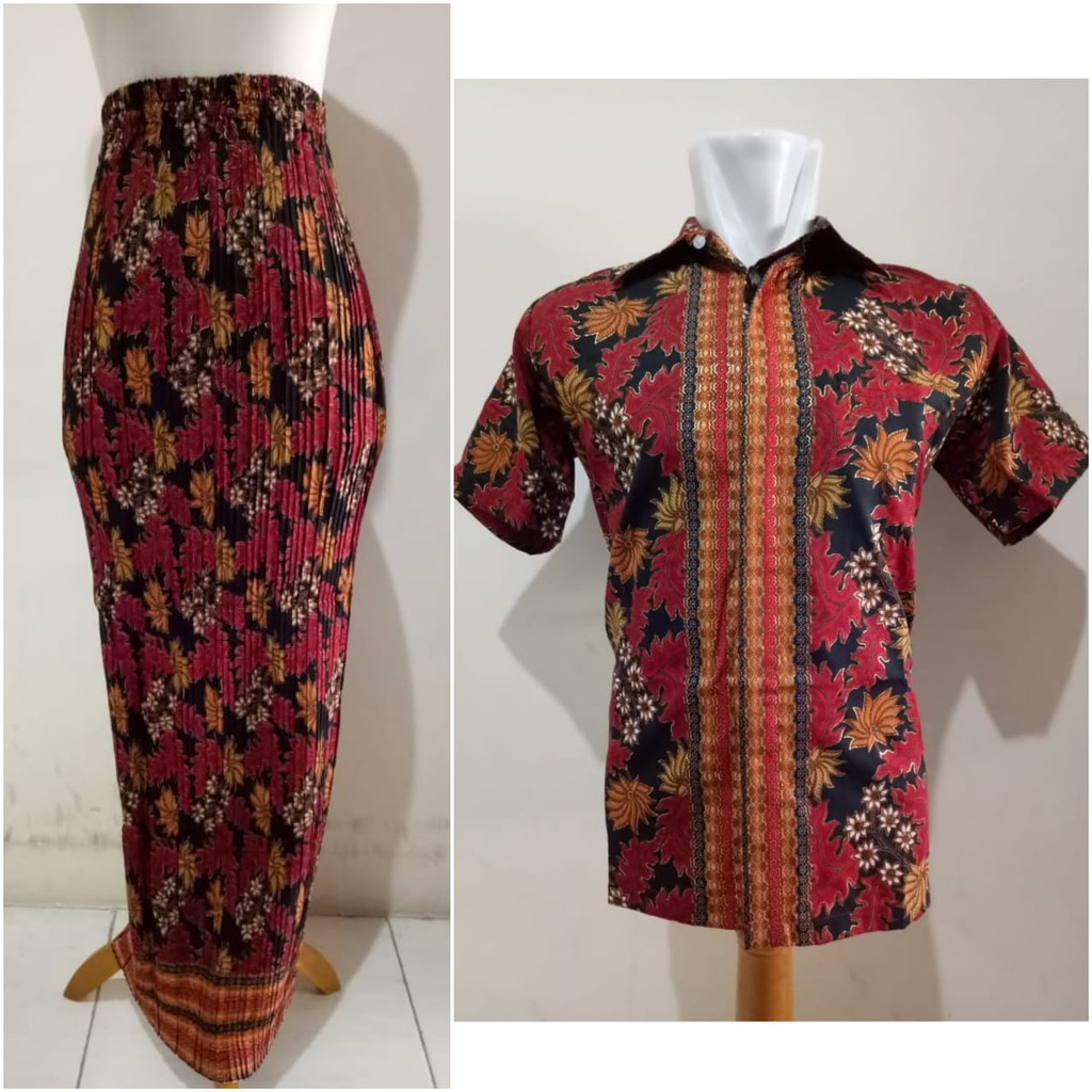 Jual Couple Rok Plisket ghea Maxi Panjang Jumbo kombi kemeja pendek ...