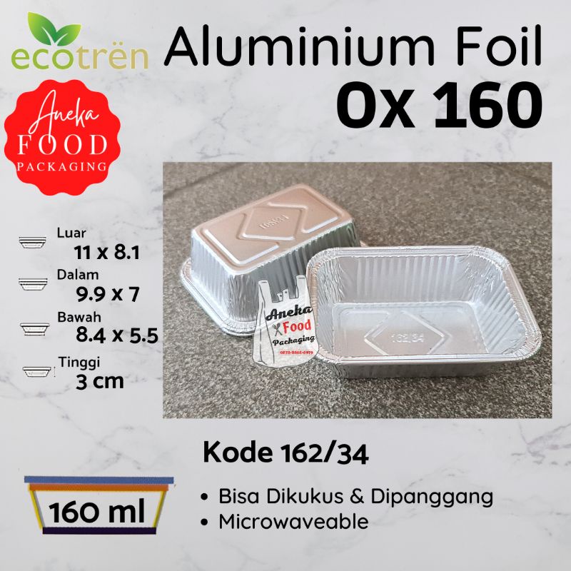 Jual Wadah cup aluminium OX 160 foil kotak uk. 8x11 cm | Shopee Indonesia