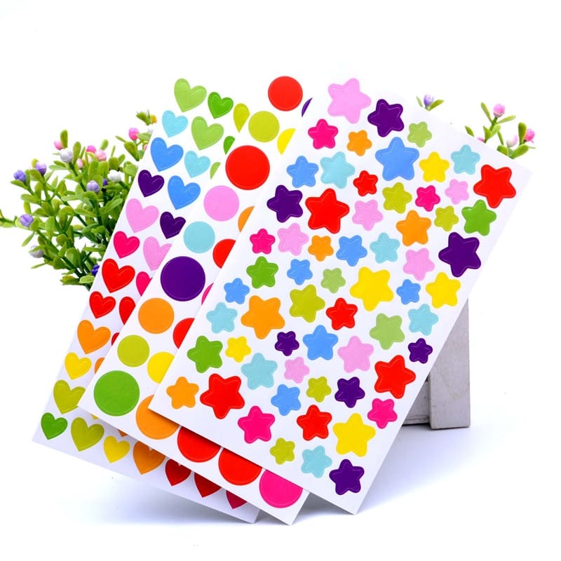 Jual TYB M16 10PCS Stiker DIY Stiker Bintang Love Bulat Warna-warni ...