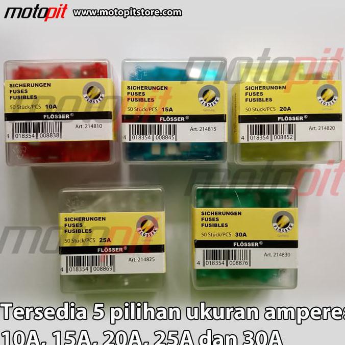 Jual FLOSSER SEKRING SEKERING TANCAP DX FUSE MOBIL MOTOR 15A BIRU ...