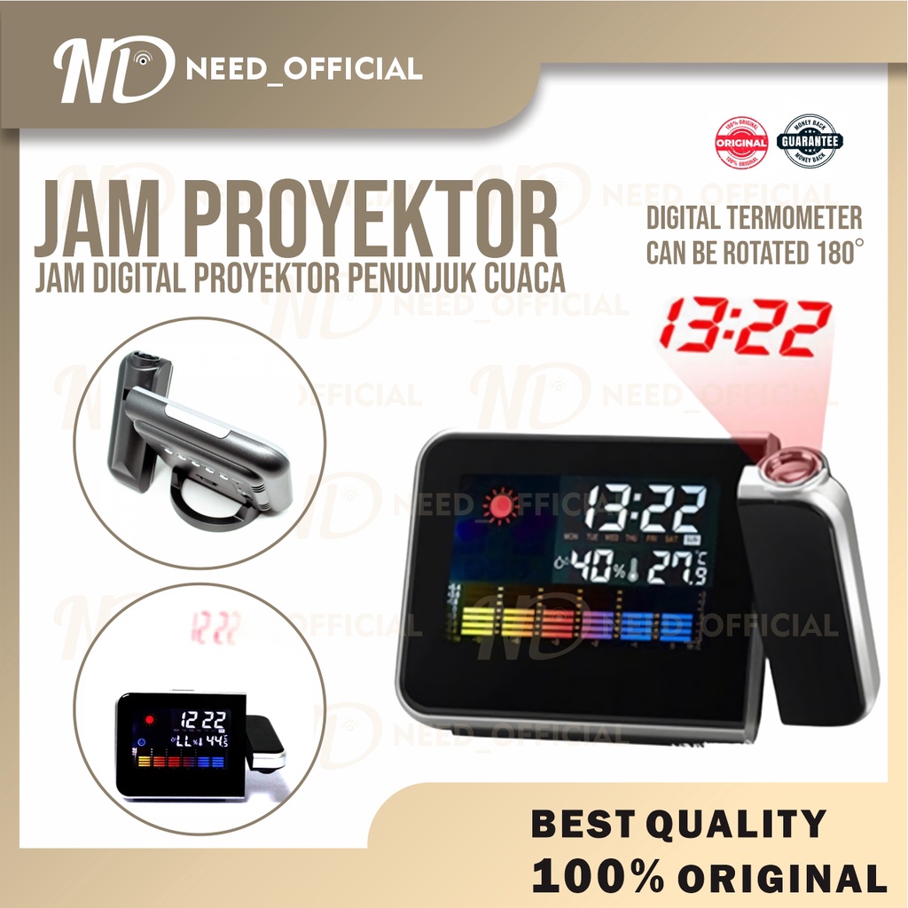 Jual Jam Dinding Digital LED Aesthetic Penunjuk Cuaca Portable ...