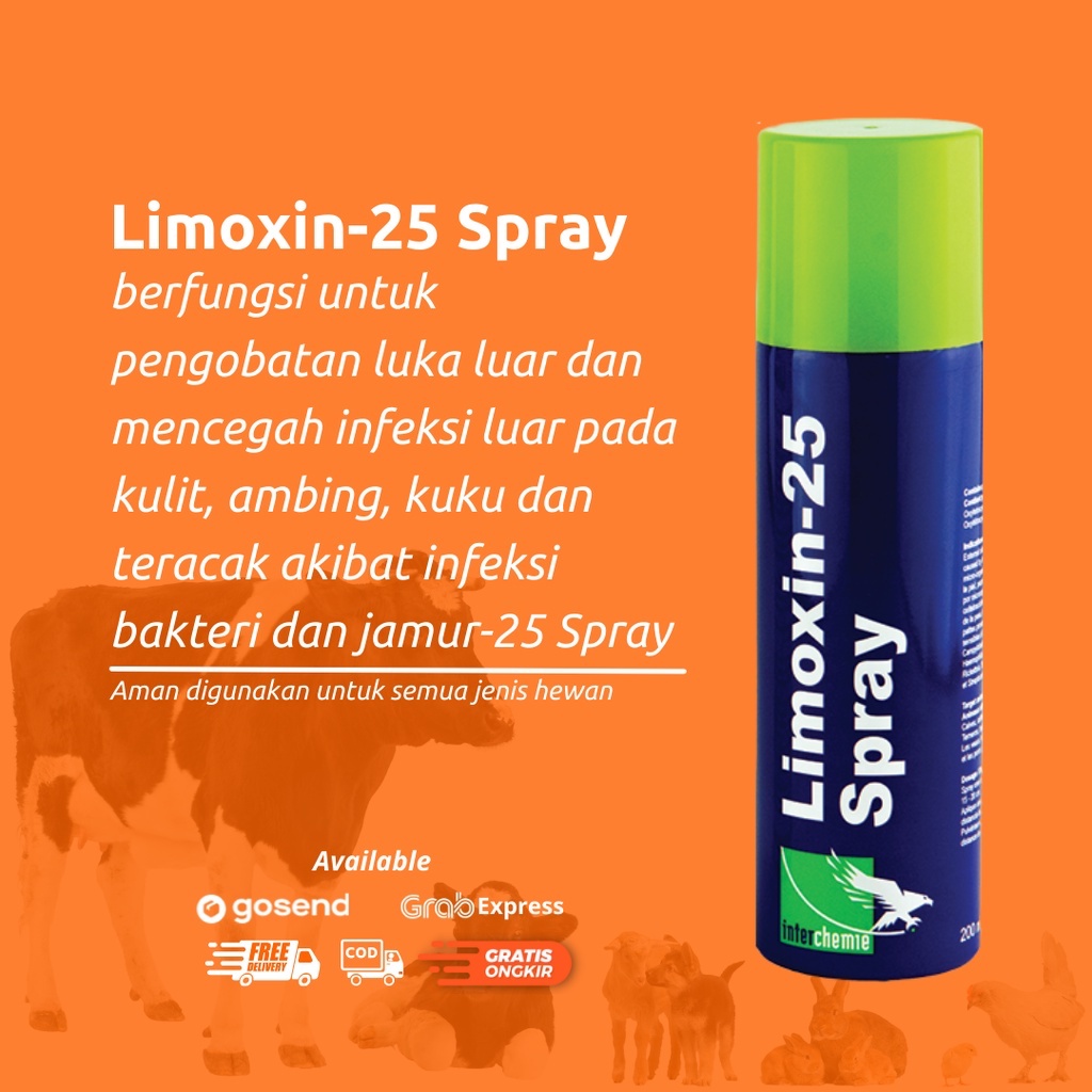 Jual LIMOXIN 25 SPRAY Obat Luka dan Infeksi Kulit pada Hewan-200 ml ...