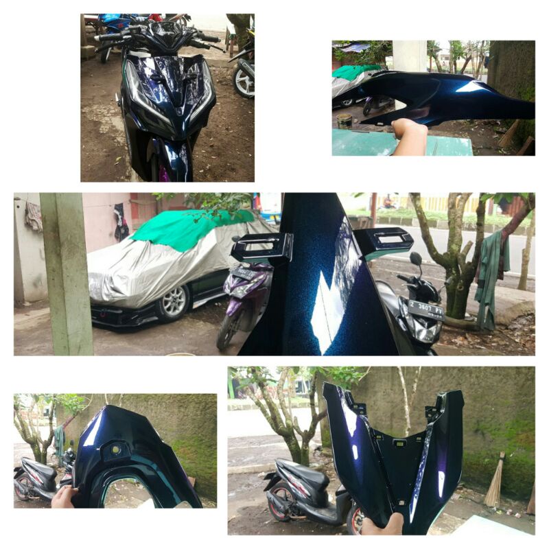 Jual cat motor hitam bunglon biru kemasan 120ml | Shopee Indonesia