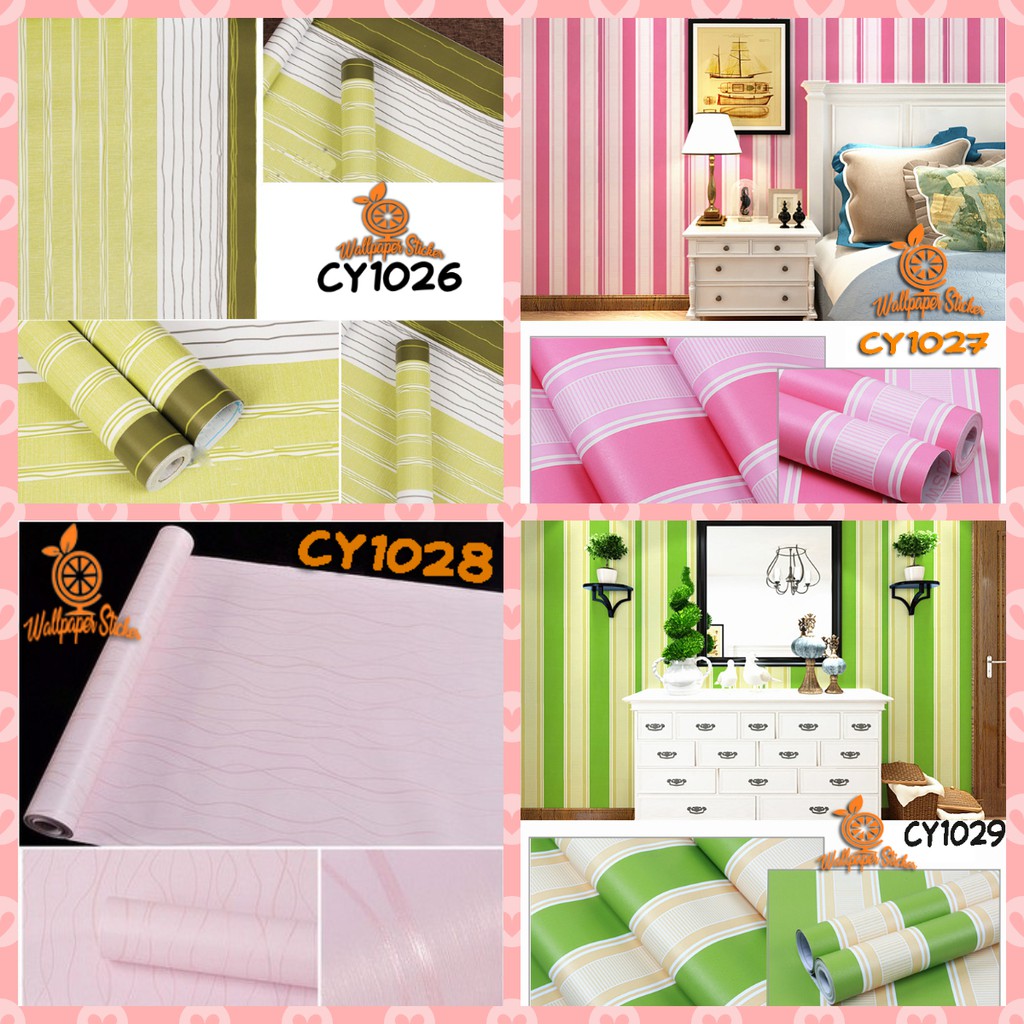 Jual Wallpaper Dinding Motif Salur Wallstiker Ukuran 45cm X 8 meter Stiker Dinding Kamar Tidur ...