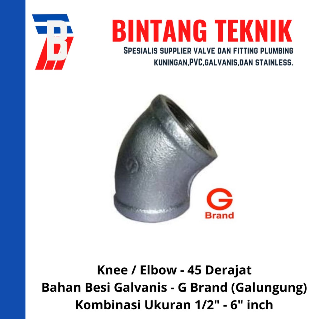 Jual Knee / Elbow 3" inch Besi Galvanis Galungung (G) Brand - 45 Derajat | Shopee Indonesia