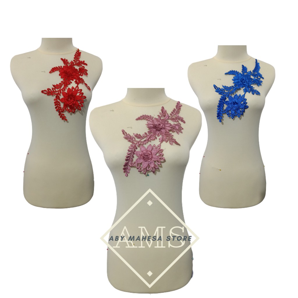 Jual BORDIR LACE/ BORDIR TEMPEL'' TABUR BUNGA PARE BUNGA 3D'' KWALITAS ...