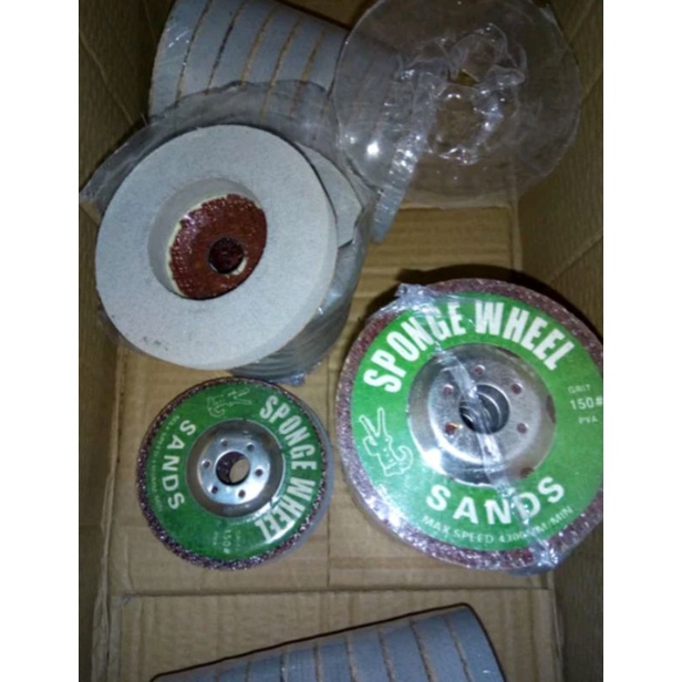 Jual mata gerinda poles 4 inch grit 60 sands sponge wheel gerinda bepel ...