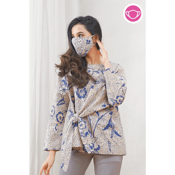 Jual NONA RARA - Stripi Indigo T0603, Baju Batik Kasual Modern | Shopee Indonesia
