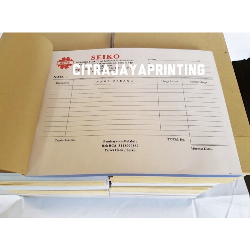 Jual Buku Nota A5 Bon Custom 1/2 Folio 50 set (bisa custom design logo ...