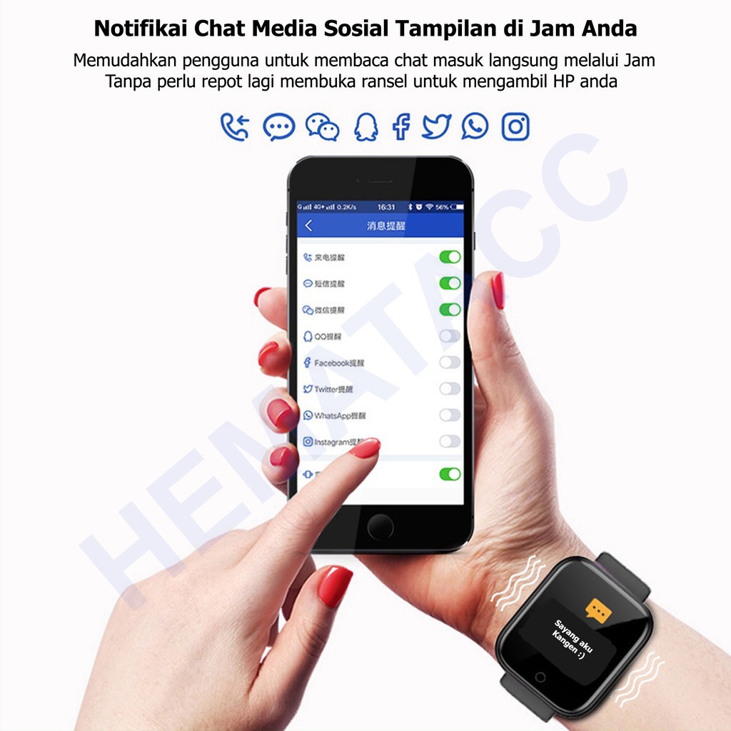 Jual COD- Smartwatch wanita Y68 Smart watch y68 Smartband Y68 Smart ...