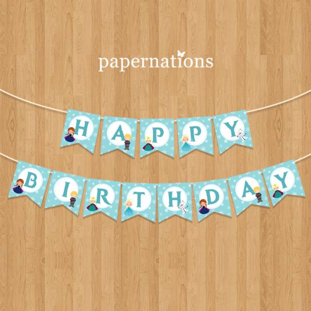 Jual Banner Happy Birthday Frozen / Bunting Flag Frozen / Banner Ultah ...