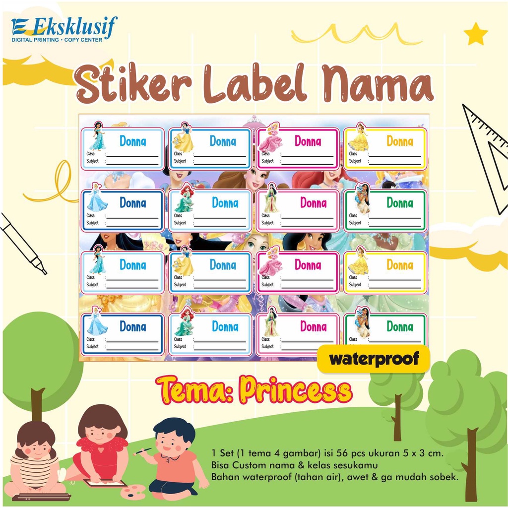 Jual Stiker Label Nama Anak Karakter Perempuan (Custom) | Shopee Indonesia