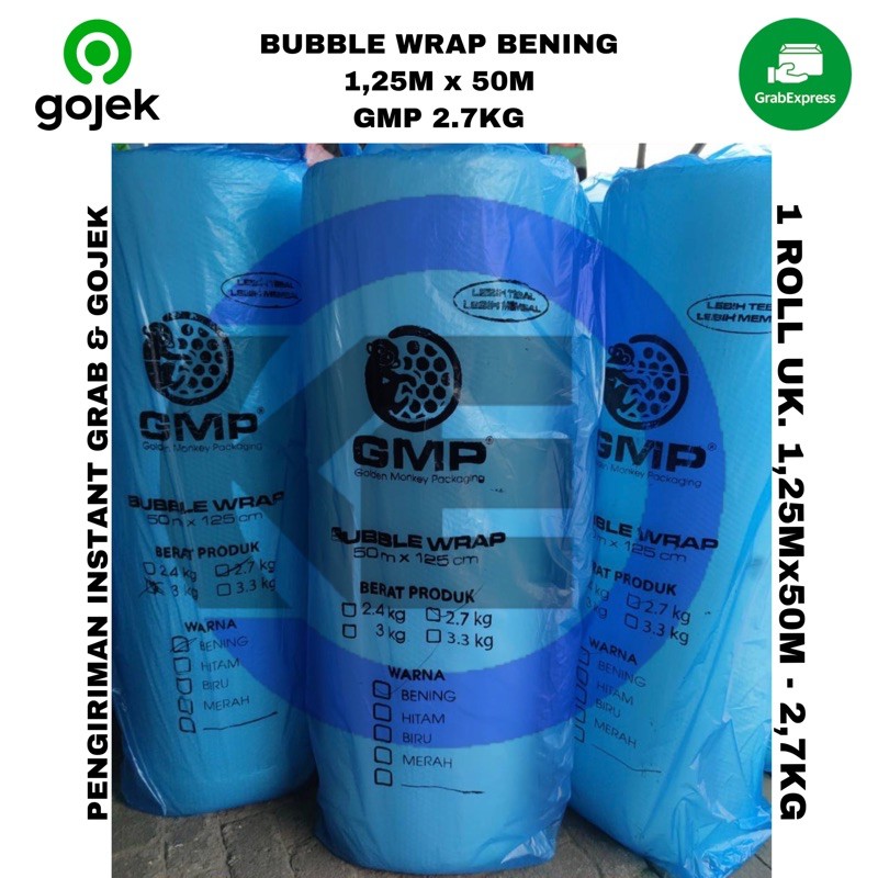 Jual BUBBLE WRAP BENING PUTIH GMP MURAH 1,25M X 50M 2,7KG | Shopee ...