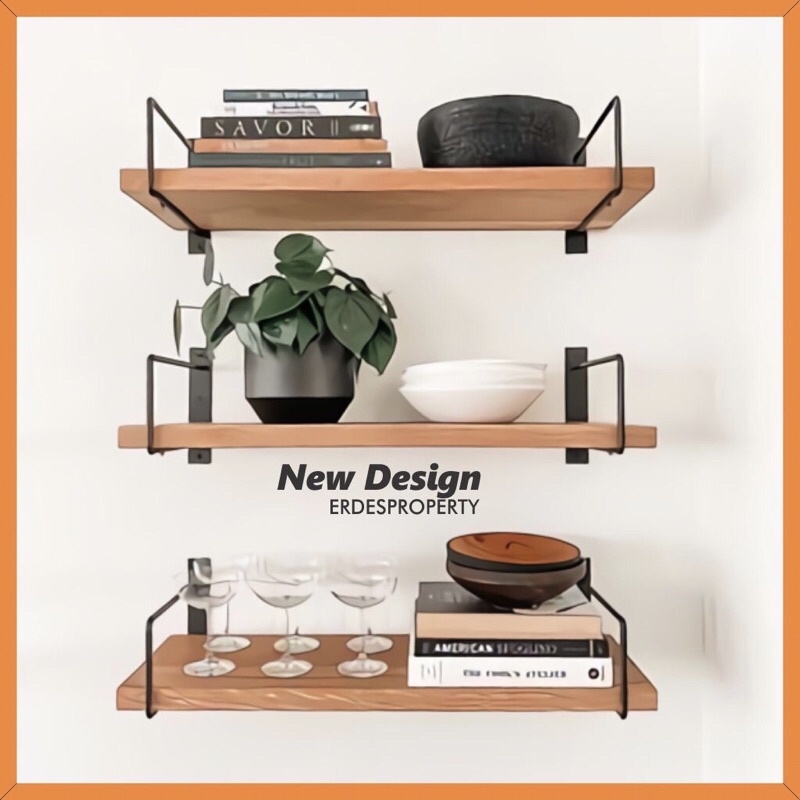 Jual rak dinding ambalan kayu aesthetic / ambalan dinding kayu ...