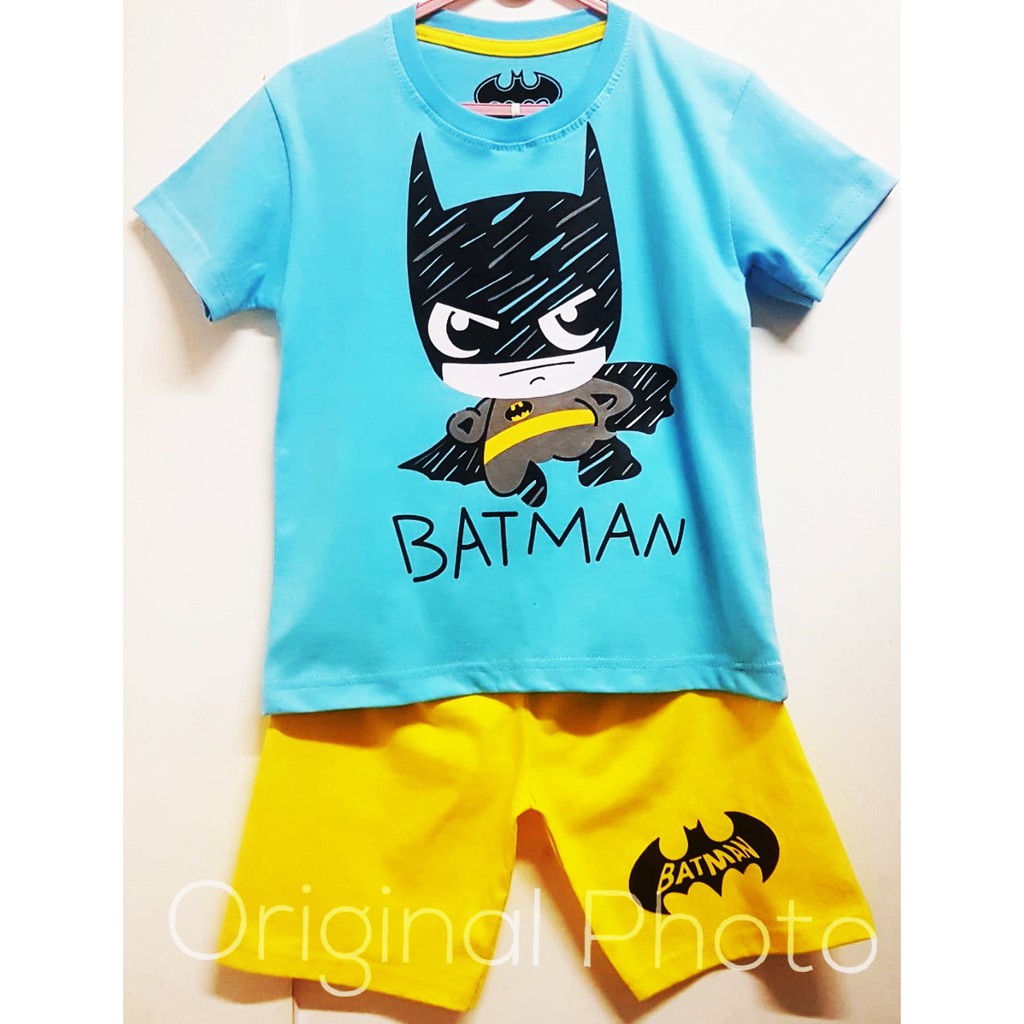 Jual Setelan Baju anak Karakter Motif Superhero Batman Biru | Shopee ...