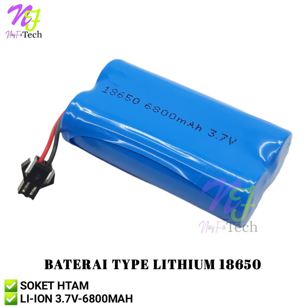 Jual Baterai 18650 2x Li-ion 3.7V- 6800mAh Socket Hitam | Shopee Indonesia